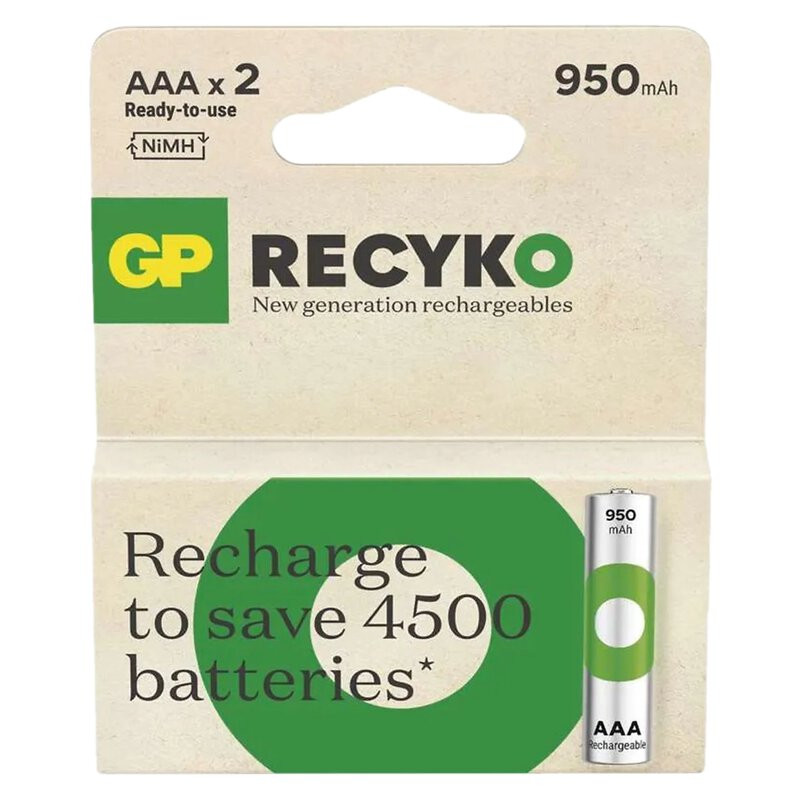 GP Recyko AAA 1000 Series 950mAh NiMH akkumulátor x 2 db - W